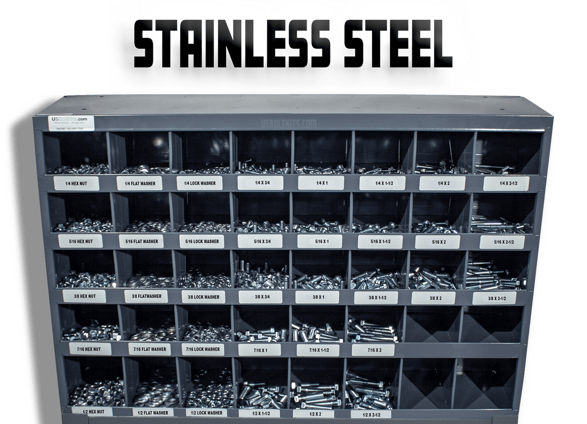 2510 Piece Grade 8 USS Coarse Thread Yellow Zinc Plated Bin Kit with 4 ...