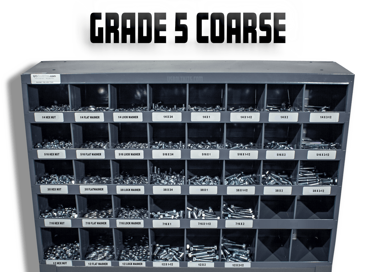 2510 Piece Grade 5 USS Zinc Plated Coarse Thread Bin Kit with 40 Hole ...