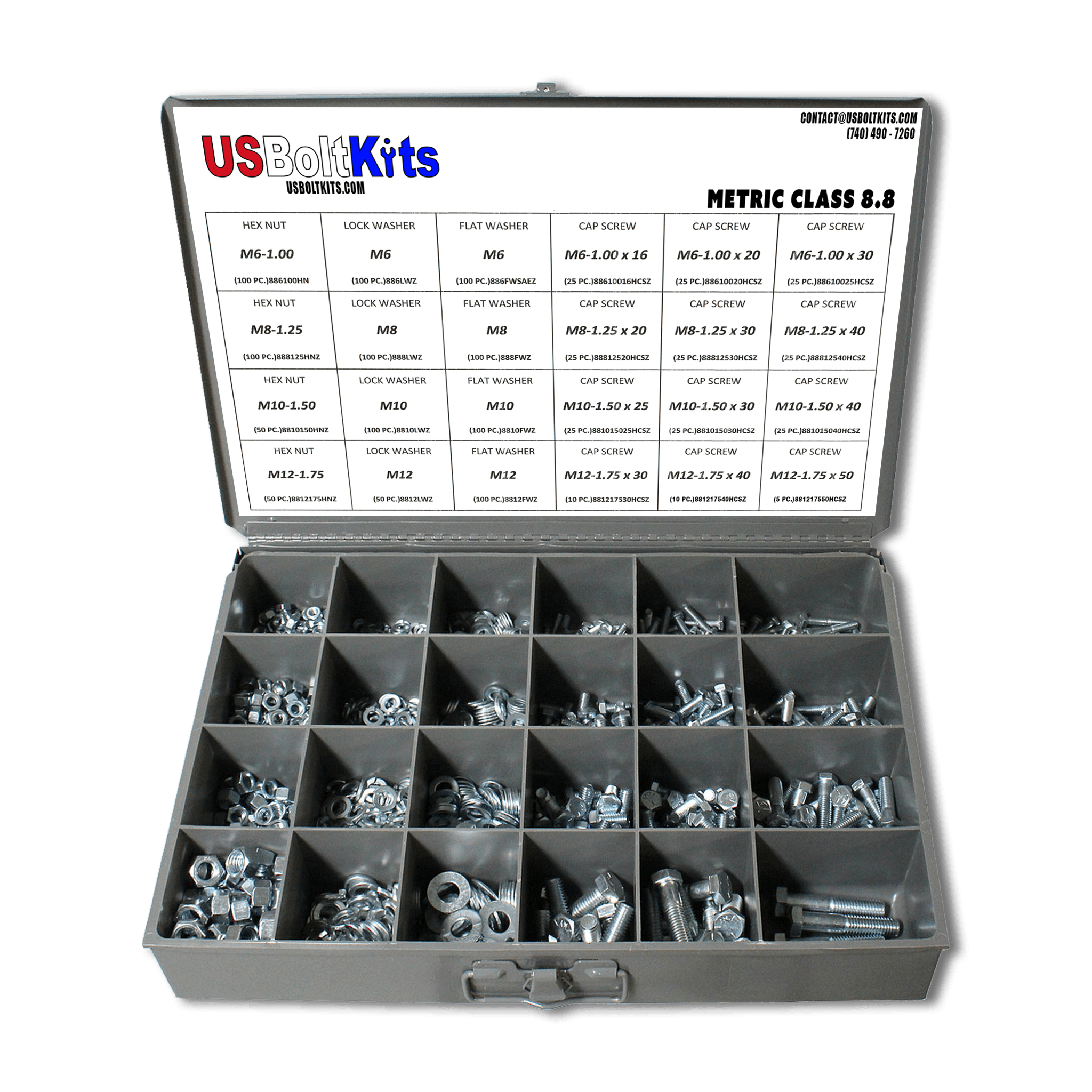 1250 Piece Metric Class 8.8 FINE Thread Assortment – US Bolt Kits