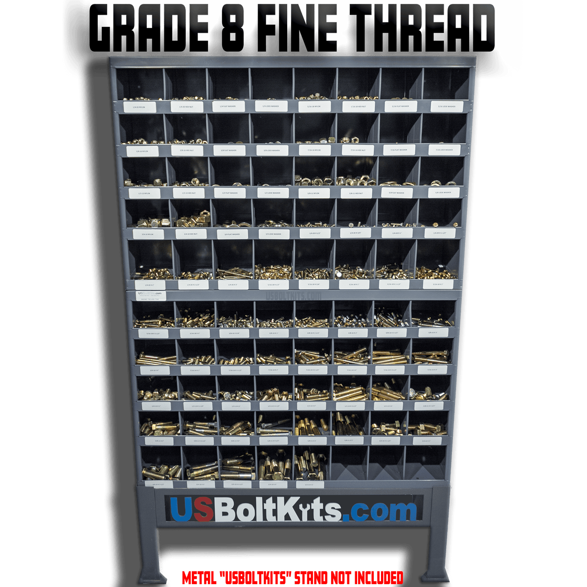 8000 Piece Grade 8 Fine Thread Yellow Zinc Plated Bin Kit with Two (2 ...